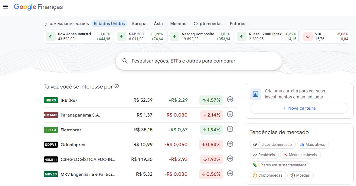 Como Comparar Ativos no Google Finance - Dividendos Futuros